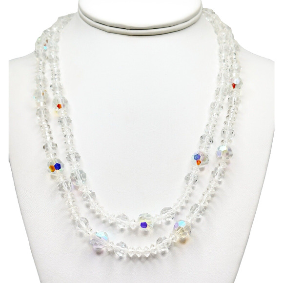 Lisner Jewelry | Jewelry | Vintage Lisner Aurora Borealis Ab Clear Crystal Double Strand ...